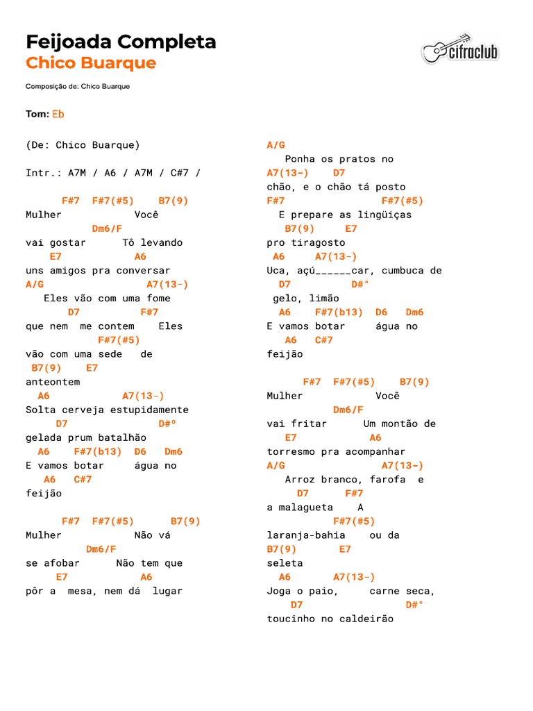 Feijoada Completa (Chico Buarque) | PDF