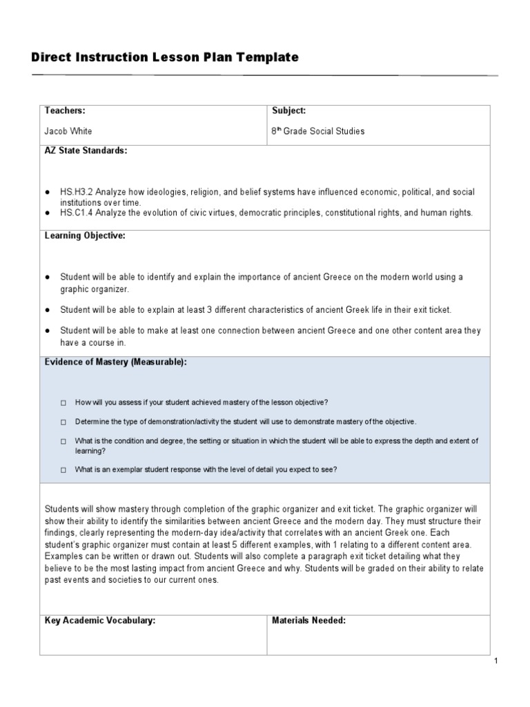 Cross Curricular Lesson Plan Ancient Greece | PDF | Teachers | Pedagogy