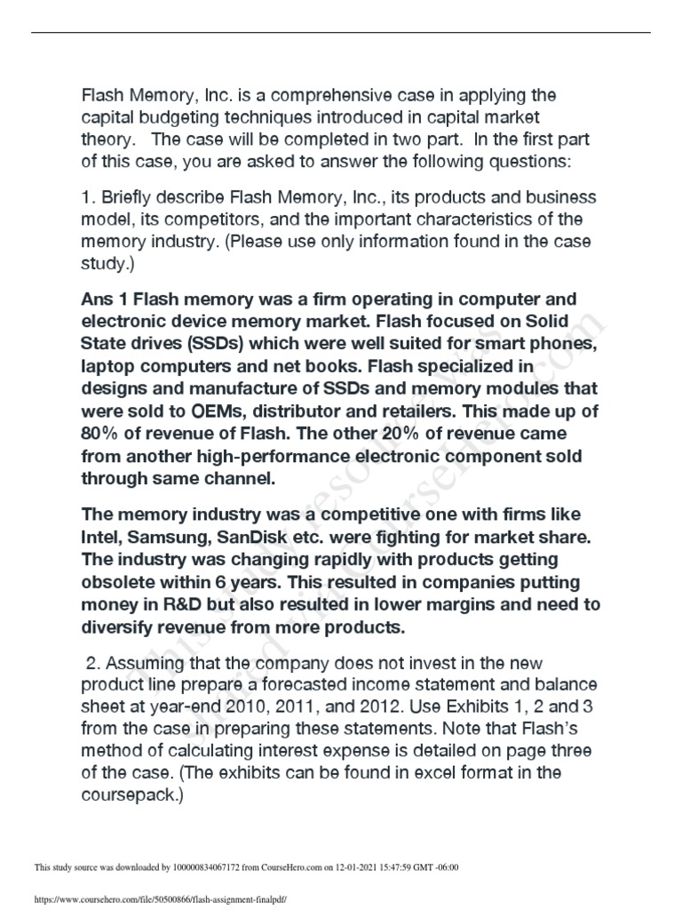Flash Assignment Final PDF | PDF | Equity (Finance) | Flash Memory