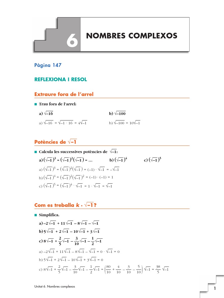 6 Números complejos | PDF | Números | Análisis complejo