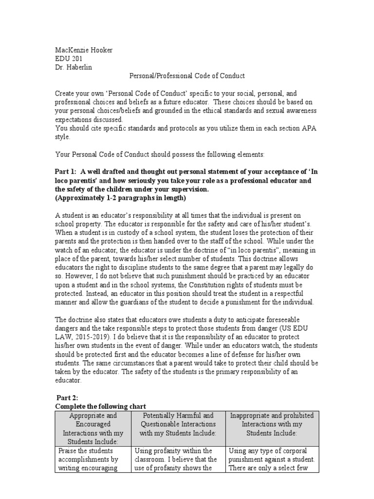 Personal Code of Ethics for Educators | PDF | Teachers | Justice