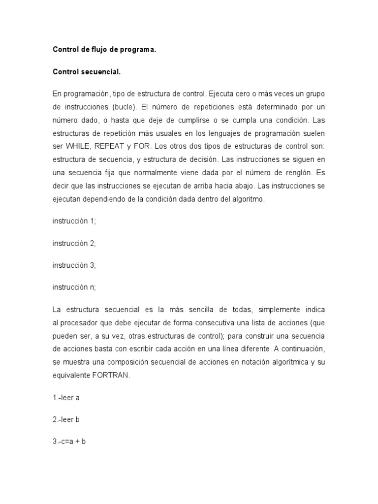 Control de Flujo en Programación | PDF | Flujo de control | Algoritmos