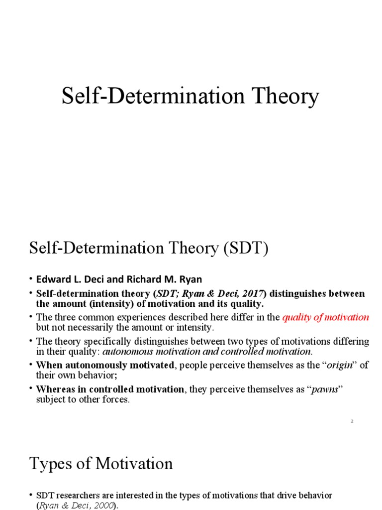 3 - Self-Determination Theory | PDF | Motivational | Motivation