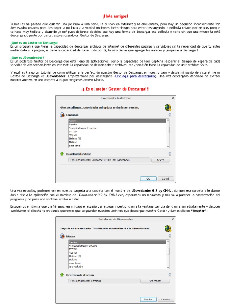 Tutorial para Usar El JDownloader by CMNJ | PDF | Point and Click | Contraseña