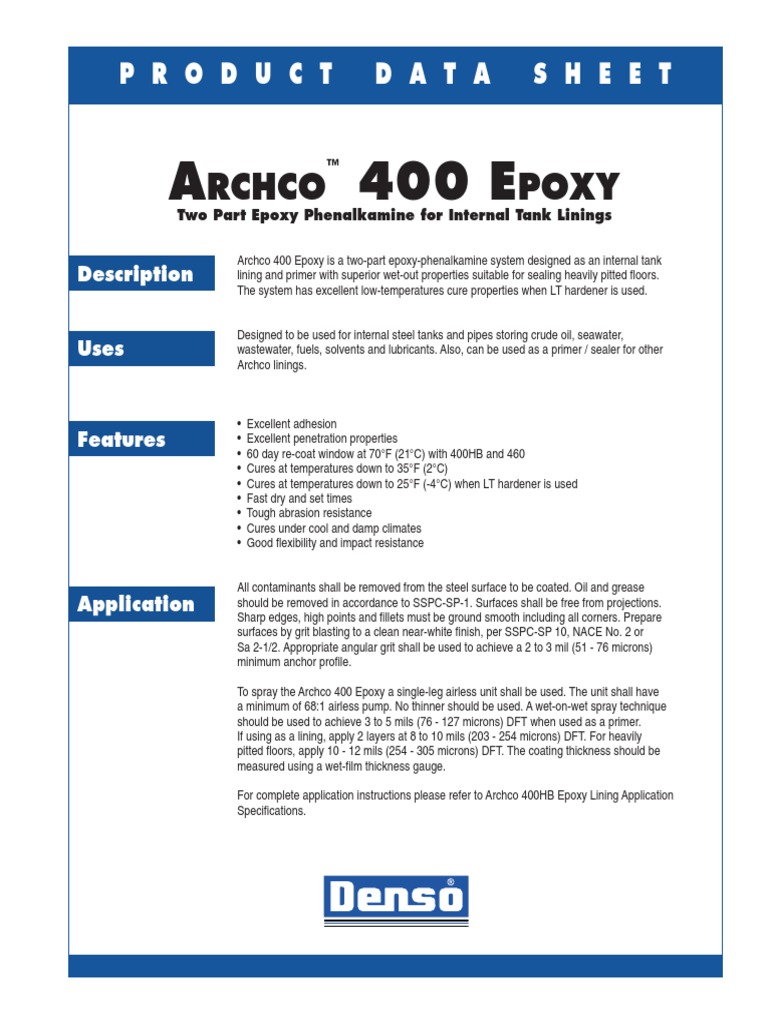 Denso Archco 400 Epoxy | PDF | Epoxy | Materials