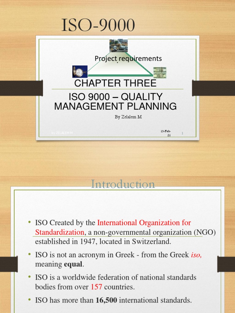 Chapter Three ISO 9000 - Quality Management Planning: - Project ...