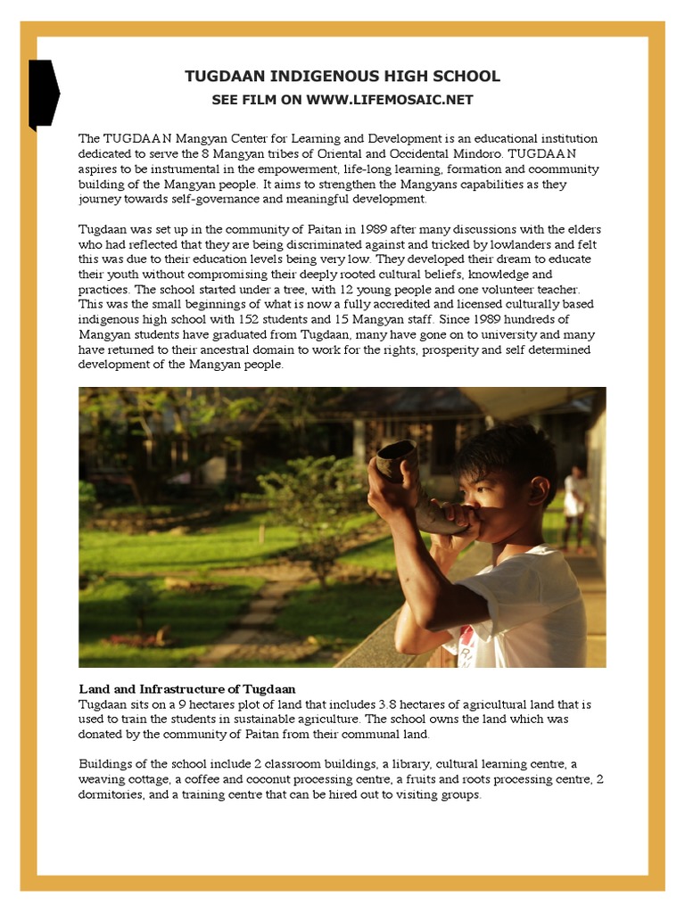 Tugdaan Indigenous High School Overview | PDF | Curriculum