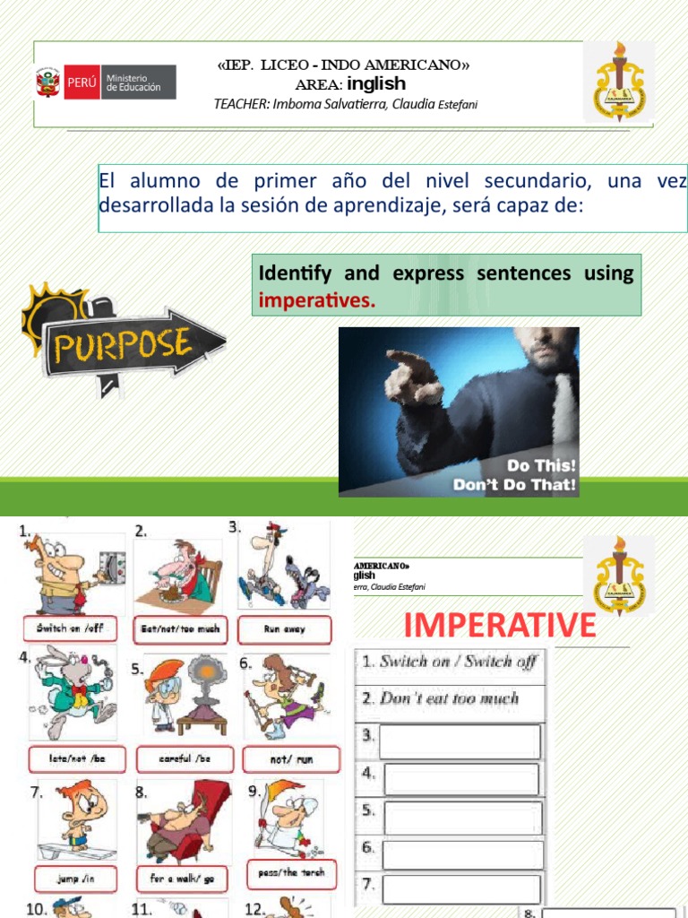 Imperatives en Inglés para Secundaria | PDF
