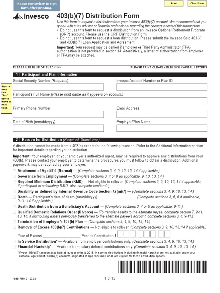 2021 Investco 403b 7 Distribution Form | PDF | Individual Retirement ...