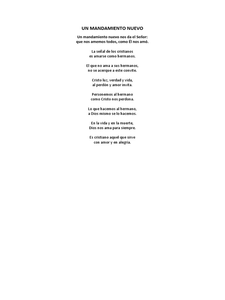 Letra De Un Mandamiento Nuevo Pdf