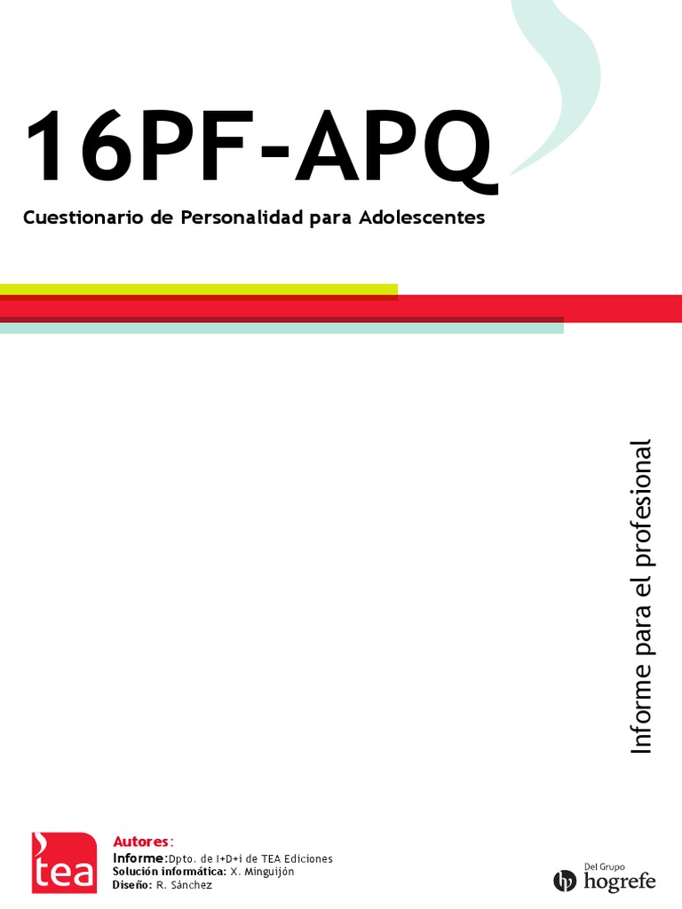 16PF Apq | PDF | Validez (Estadísticas) | Ansiedad