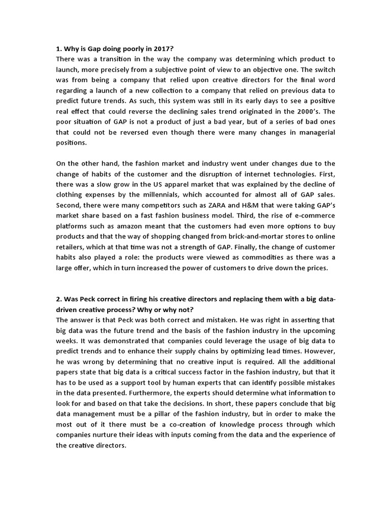 GAP Case Notes | PDF | Gap Inc. | Brand