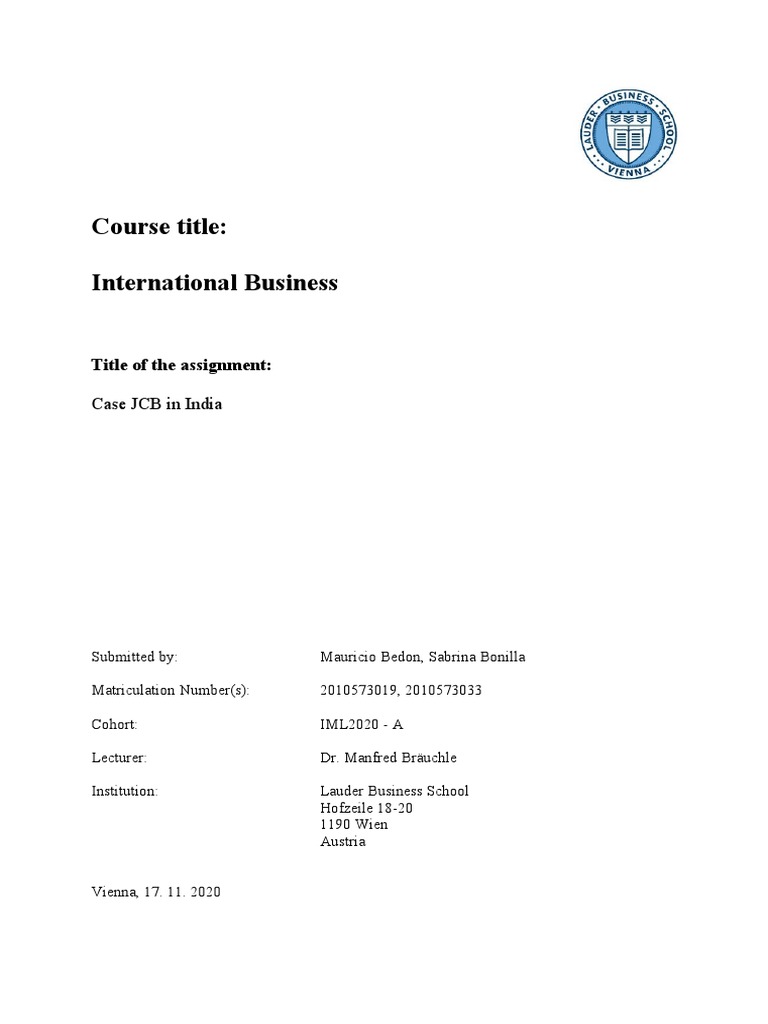 Case 6 - JCB in India | Download Free PDF | Joint Venture | Investing