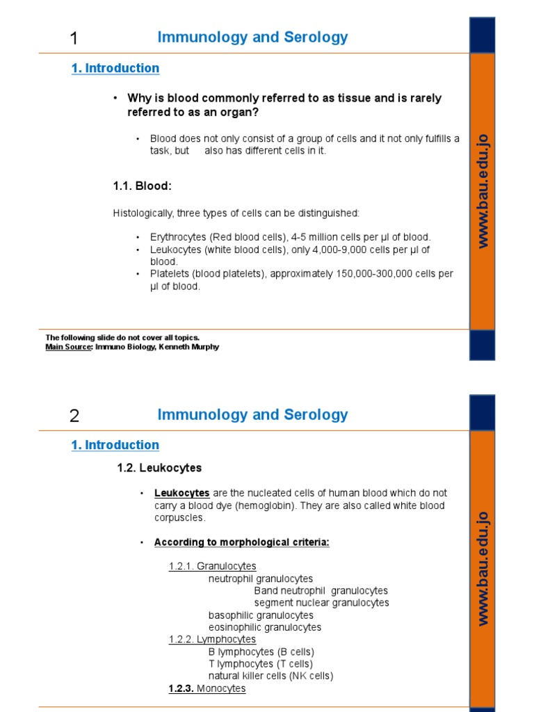Immunology Blood Cells | PDF | White Blood Cell | Immune System