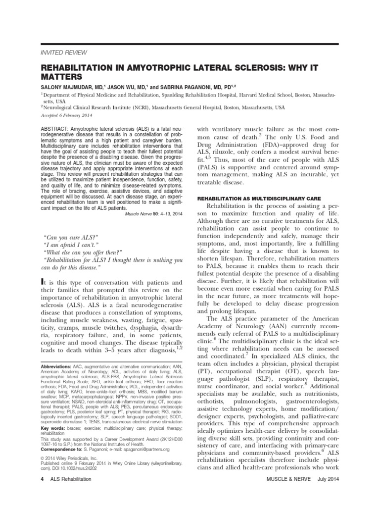 Majmudar2014 Rehabilit Als | PDF | Amyotrophic Lateral Sclerosis ...