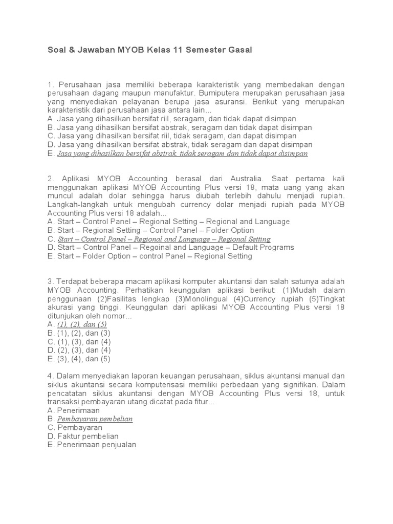 Soal Komp. Ak. MYOB | PDF