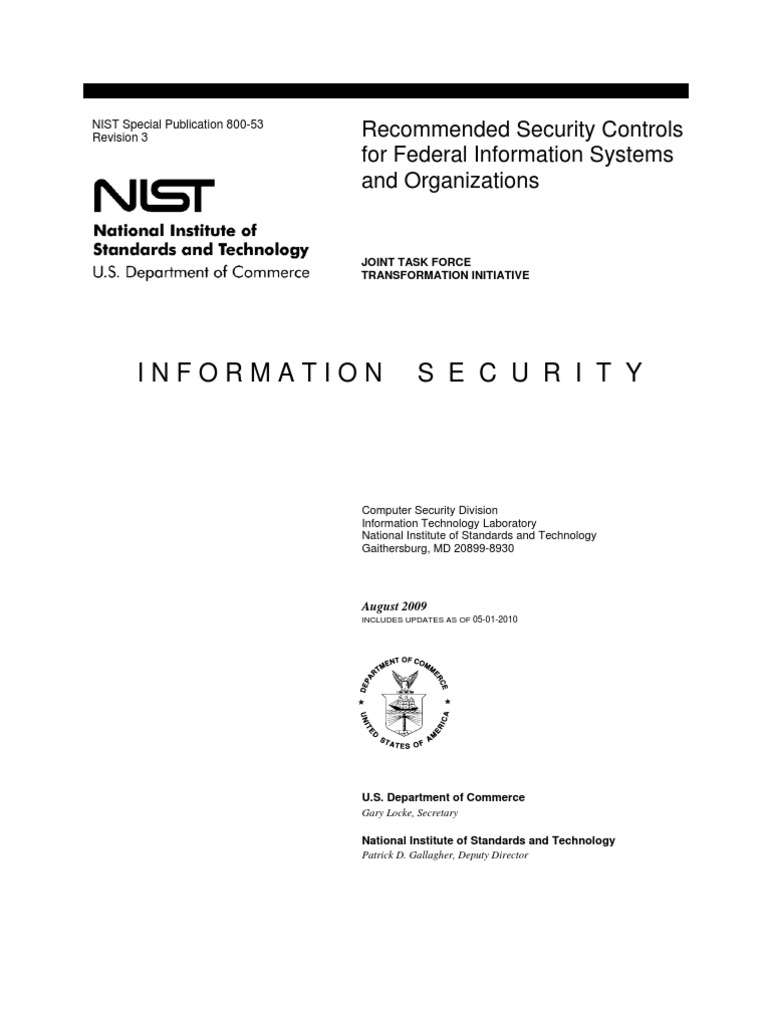 NIST Special Publication 800-53 Revision 3: Recommended Security ...