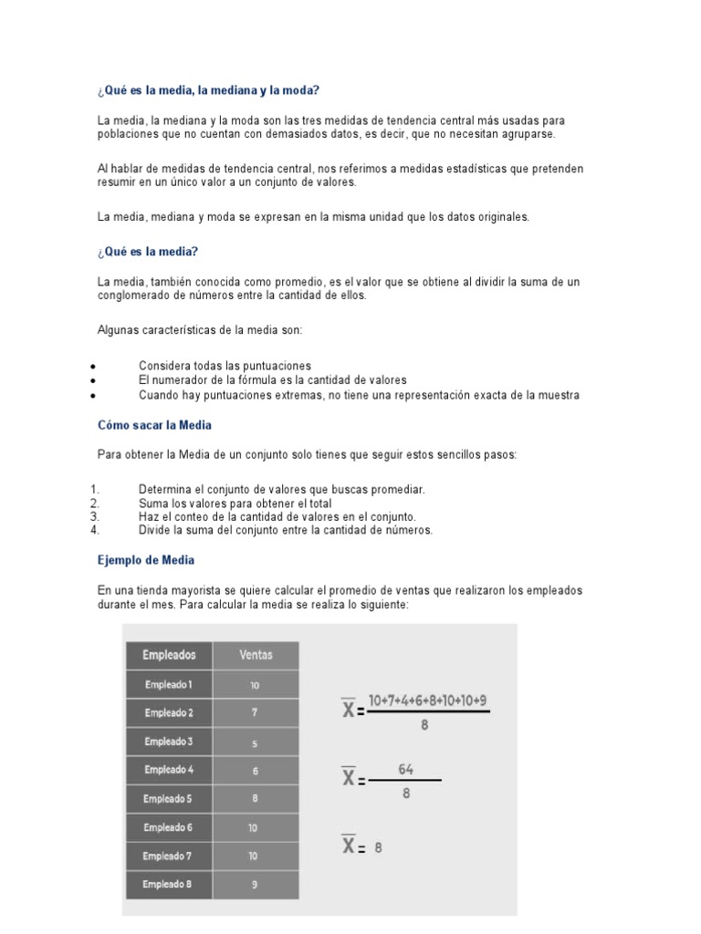 Definición de Media en Matemáticas | PDF | Mediana | Matemáticas