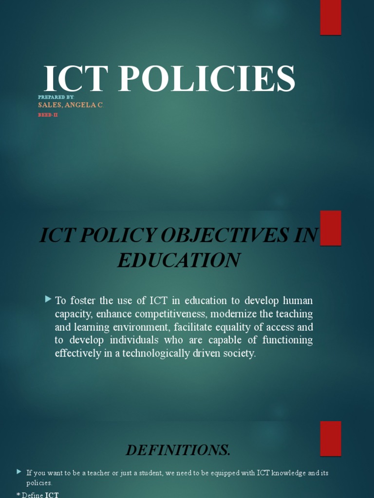 ICT National Policies PPT - SALES | PDF | Information And ...