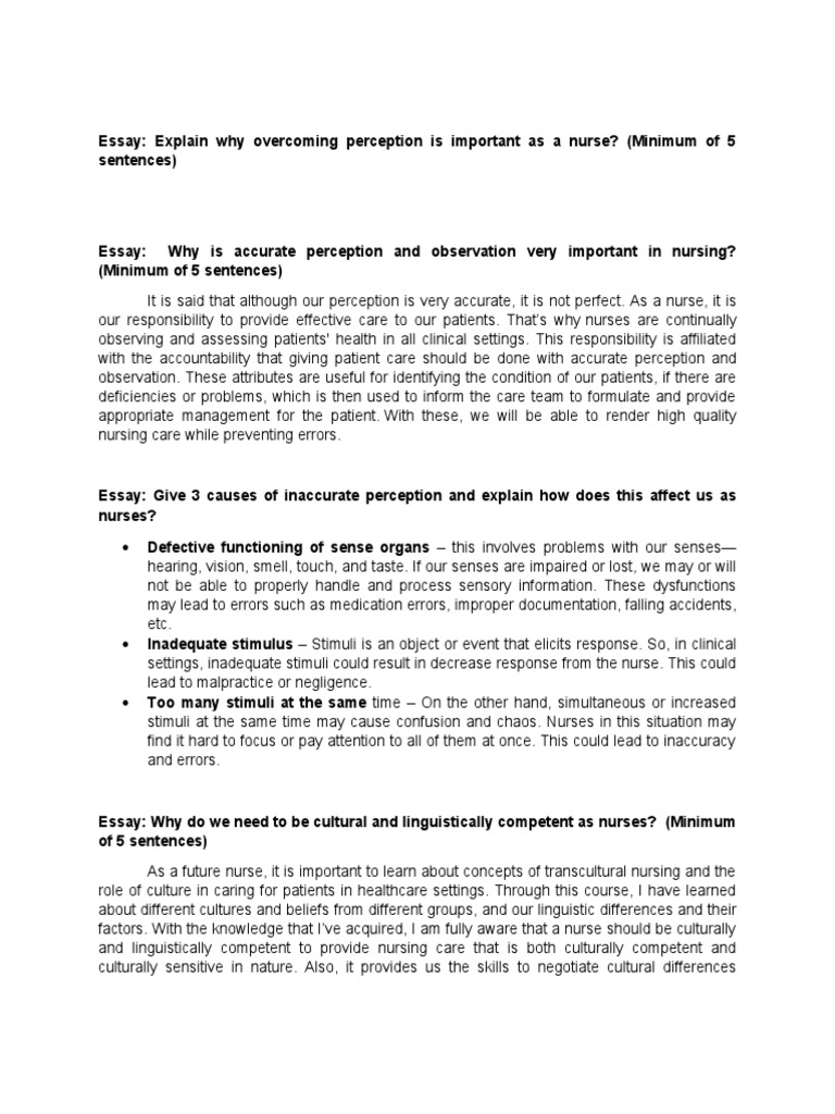 Essay | PDF | Perception | Senses