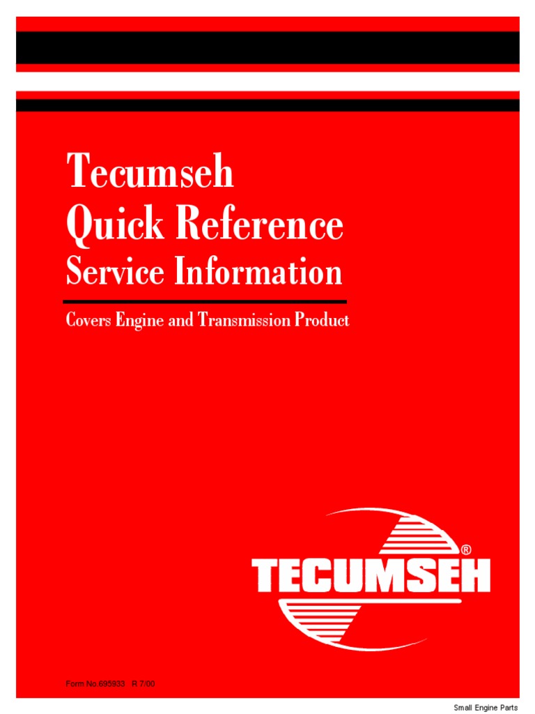 Tecumseh Quick Reference: Service Information | PDF | Carburetor | Engines