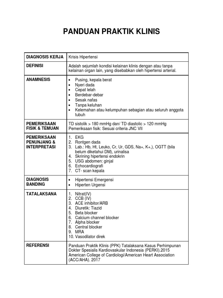 Panduan Praktik Klinis Rumah Sakit | PDF