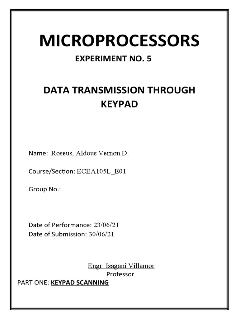 Microprocessors: Data Transmission Through Keypad | PDF | Input/Output ...