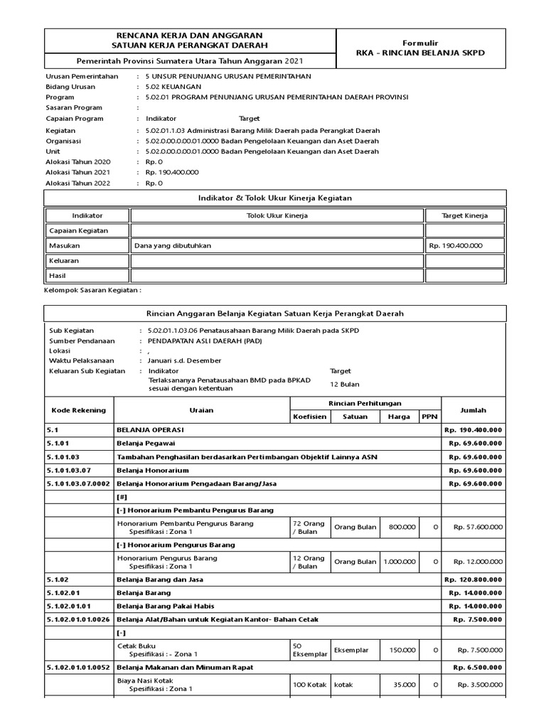 SIPD - Cetak RKA 03 | PDF