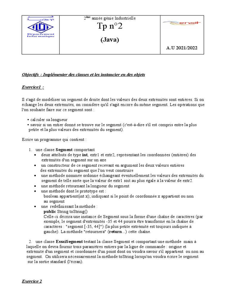 TP 2 | PDF | Classe (informatique) | Programmation