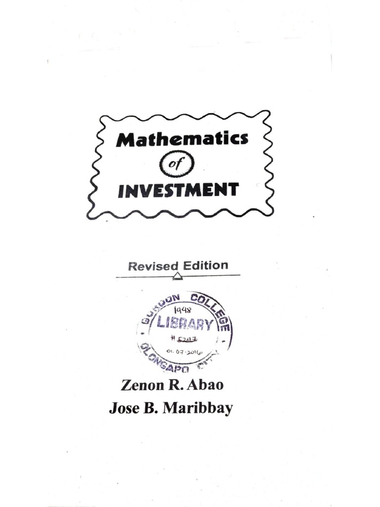 Mathematics of Investment-Zenon Abao | PDF