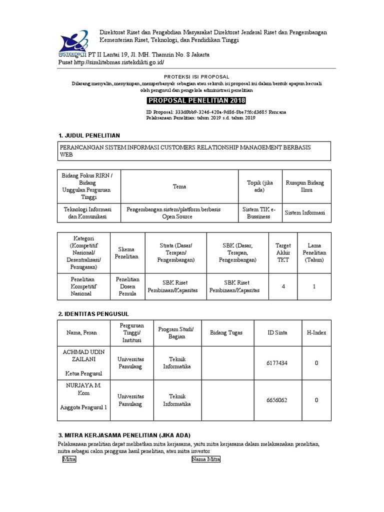 Contoh Contoh Proposal Penelitian Yang Lolos Dosen Pemula PDP Tahun ...