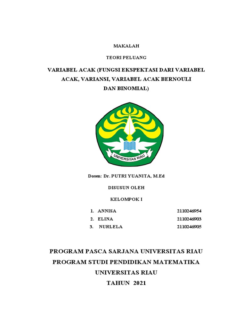 Makalah Variabel Acak Kelompok 1 | PDF