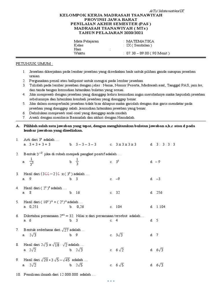 Pas MTK KLS Ix 3 | PDF