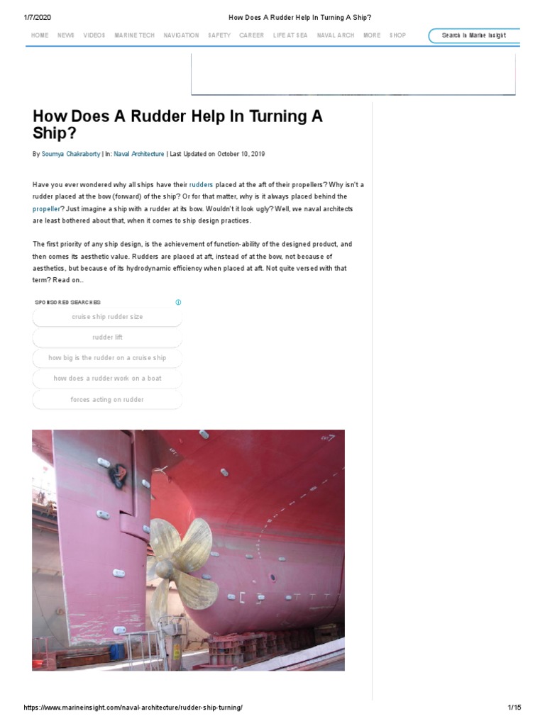 How Does A Rudder Help in Turning A Ship?: Rudders | PDF | Force | Ships
