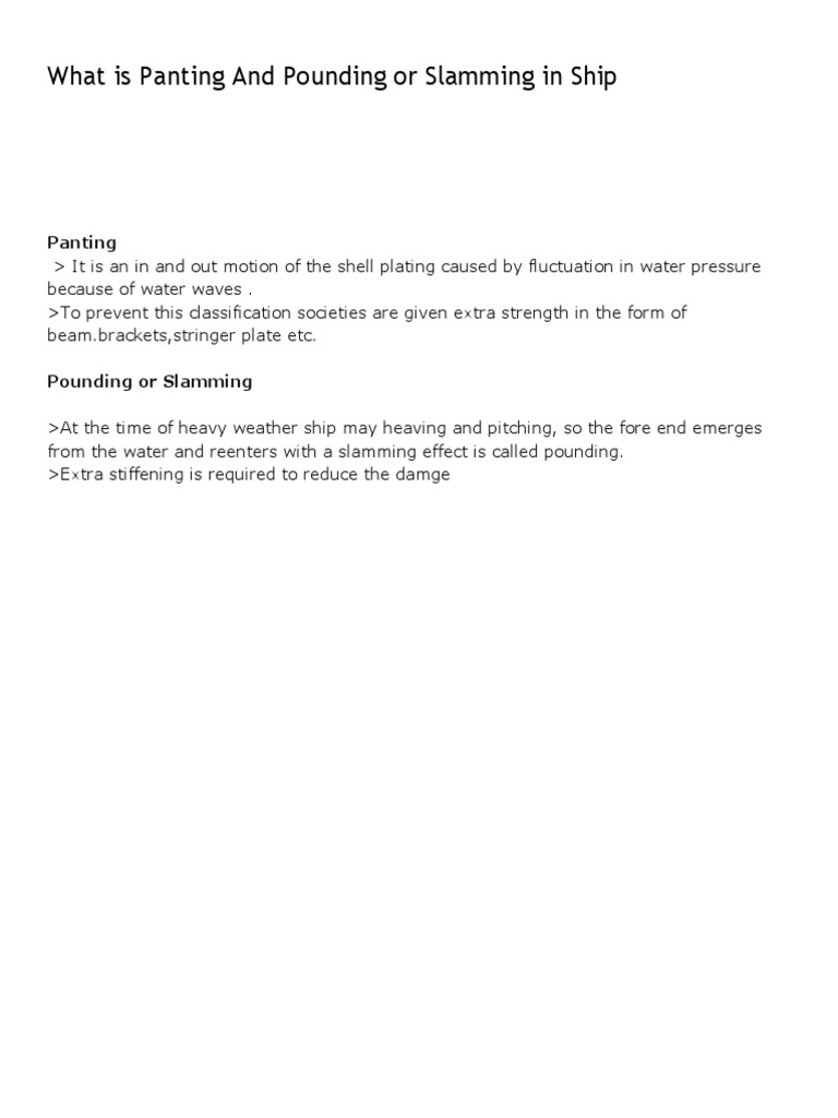 What Is Panting and Pounding or Slamming in Ship | PDF | Science ...