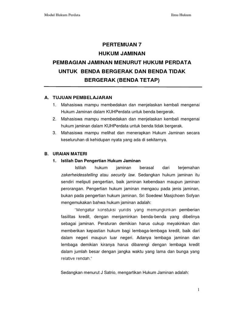 Fhk0033 07 Hukum Jaminan | PDF