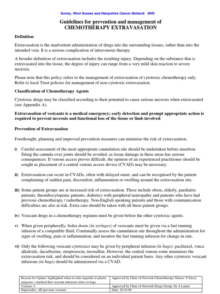 Chemo Extravasation | Download Free PDF | Intravenous Therapy ...