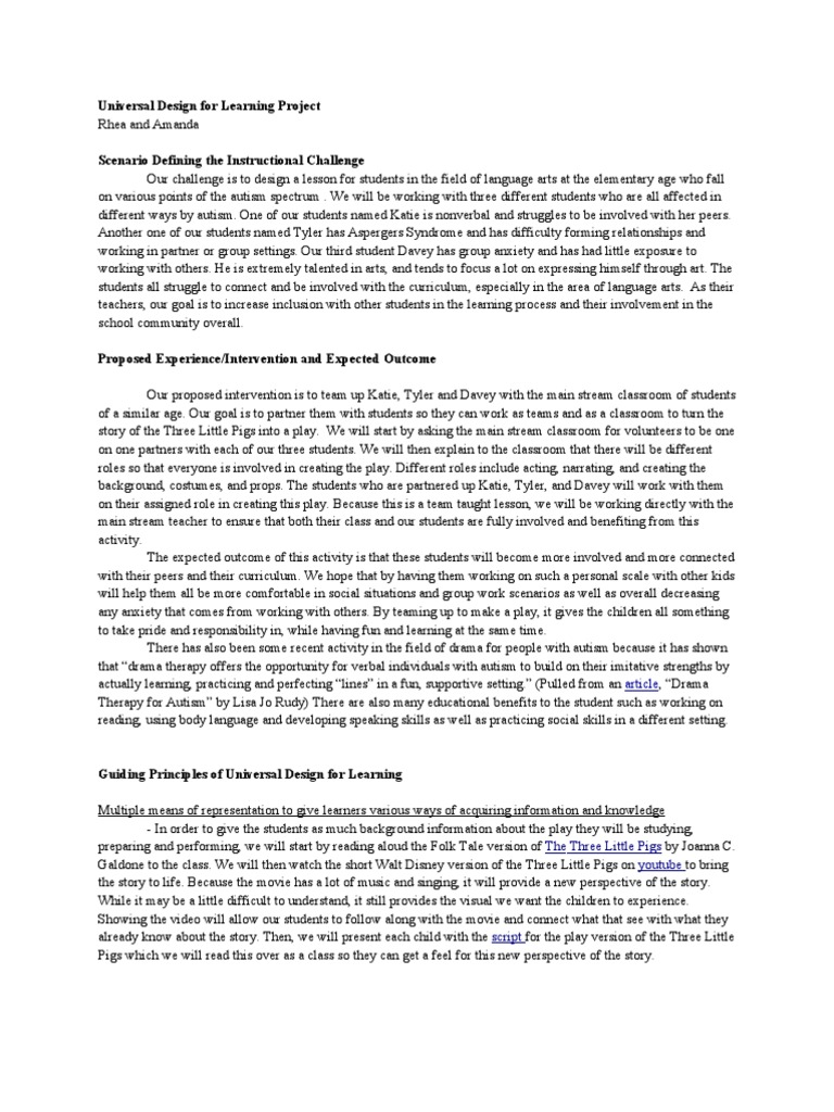 Universal Design For Learning Project: Article | PDF | Autism Spectrum ...