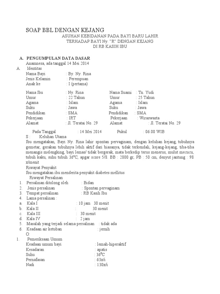 Penanganan Kejang pada Bayi Baru Lahir | PDF