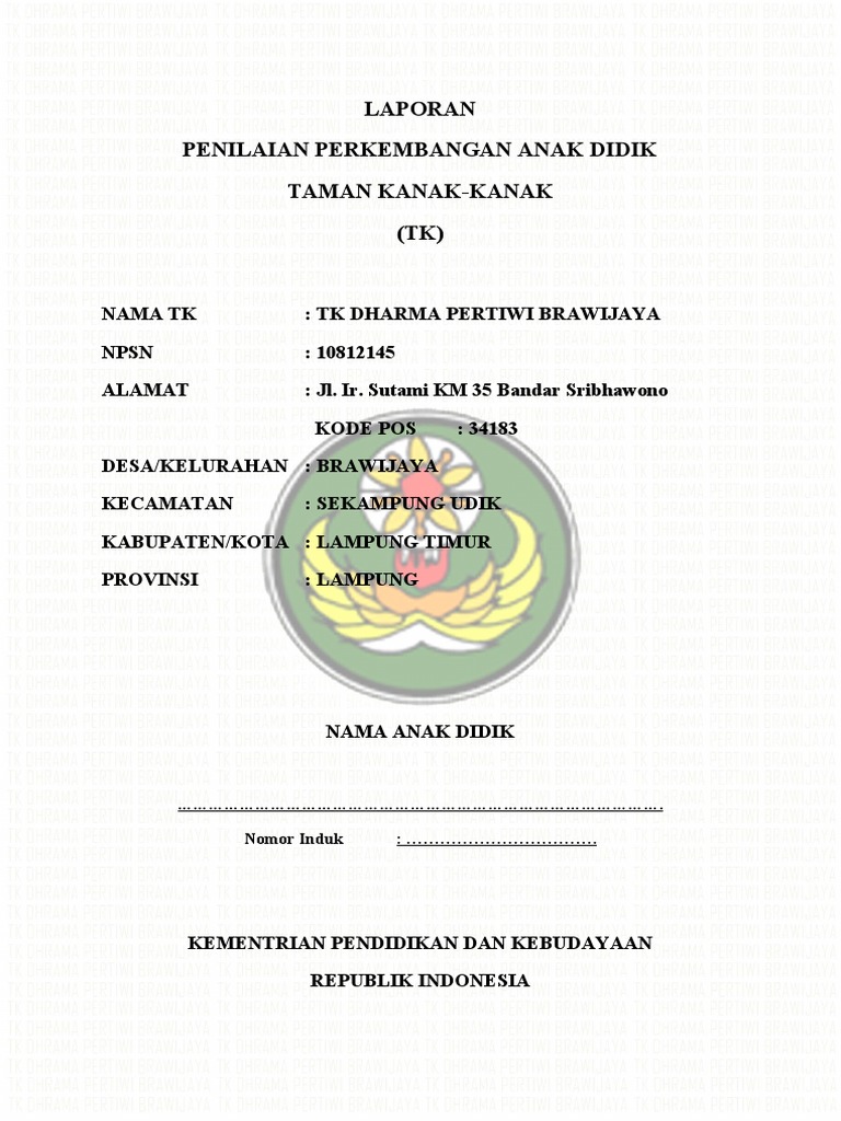 Rapot TK Dharma Pertiwi | PDF