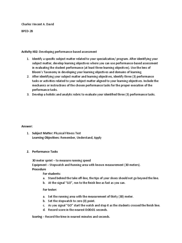 Developing Performance-Based Assessments for Physical Fitness Tests ...