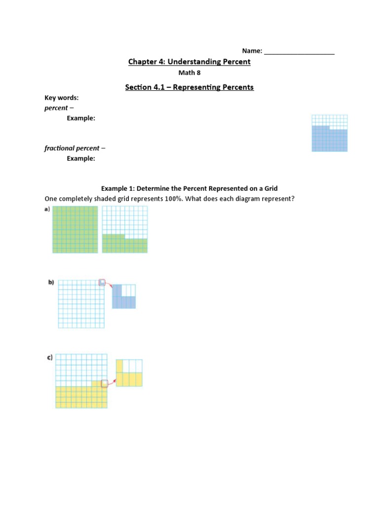 Chapter 4: Understanding Percent Section 4.1 - Representing Percents ...