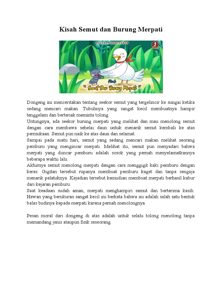 Dongeng Persahabatan Semut dan Merpati | PDF