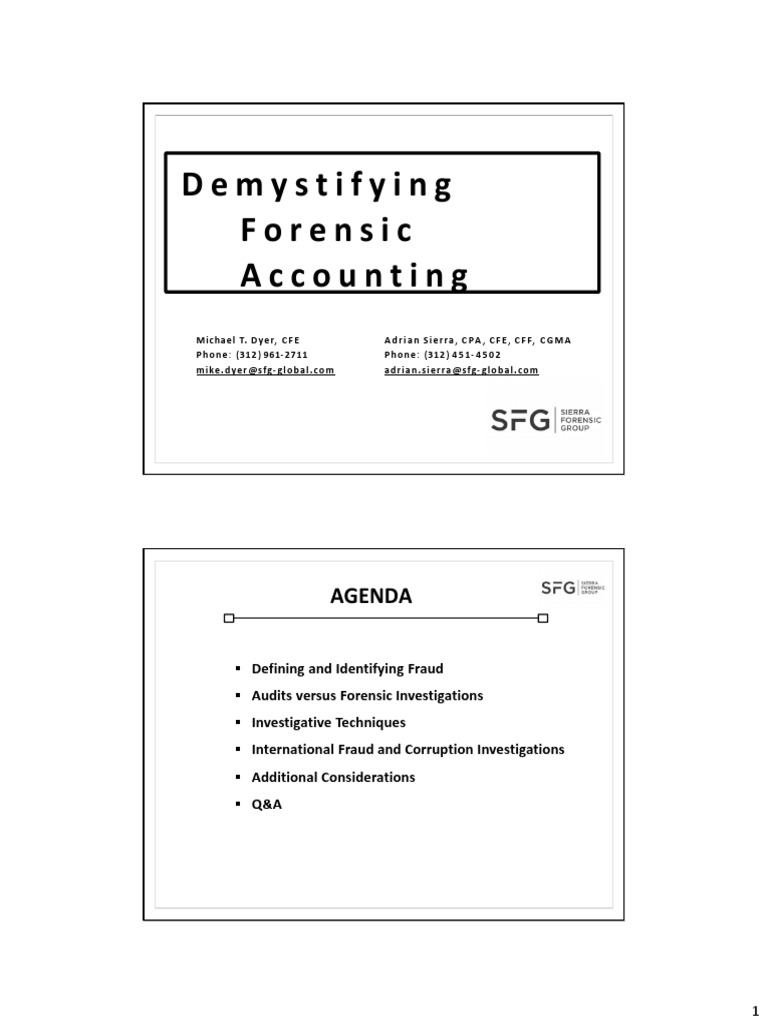 Demystifying Forensic Accounting: Agenda | PDF | Audit | Fraud