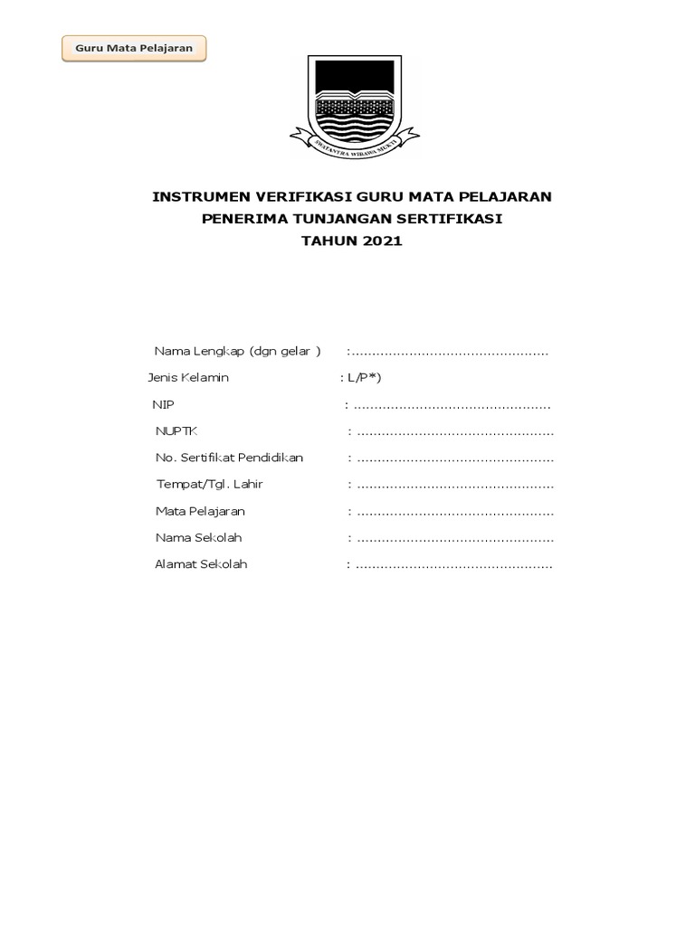 Instrumen Verifikasi Guru Mata Pelajaran | PDF
