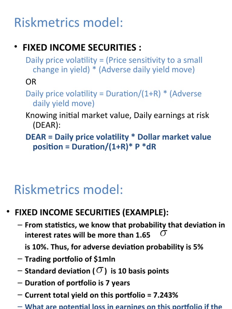 Riskmetrics Model:: - Fixed Income Securities | PDF | Credit | Finance ...