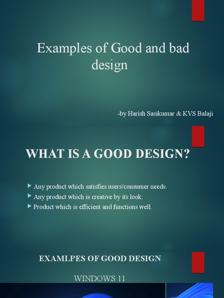 Good vs Bad Design Examples | PDF | Software | Computing