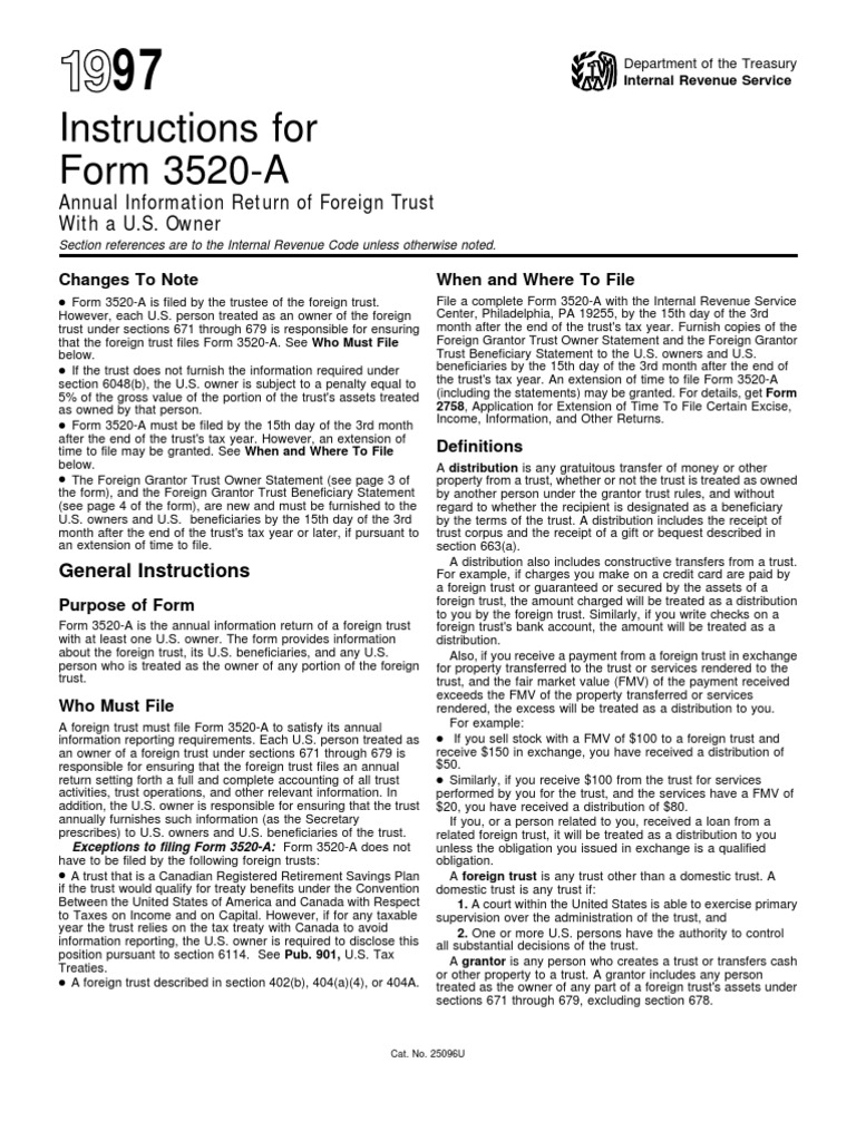Instructions For Form 3520-A: Annual Information Return of Foreign ...