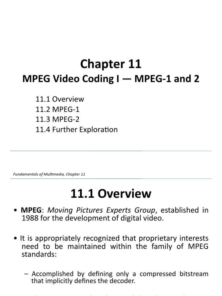 Chapter 11 Mpeg Video Coding I Mpeg 1 And 2 Pdf Broadcast