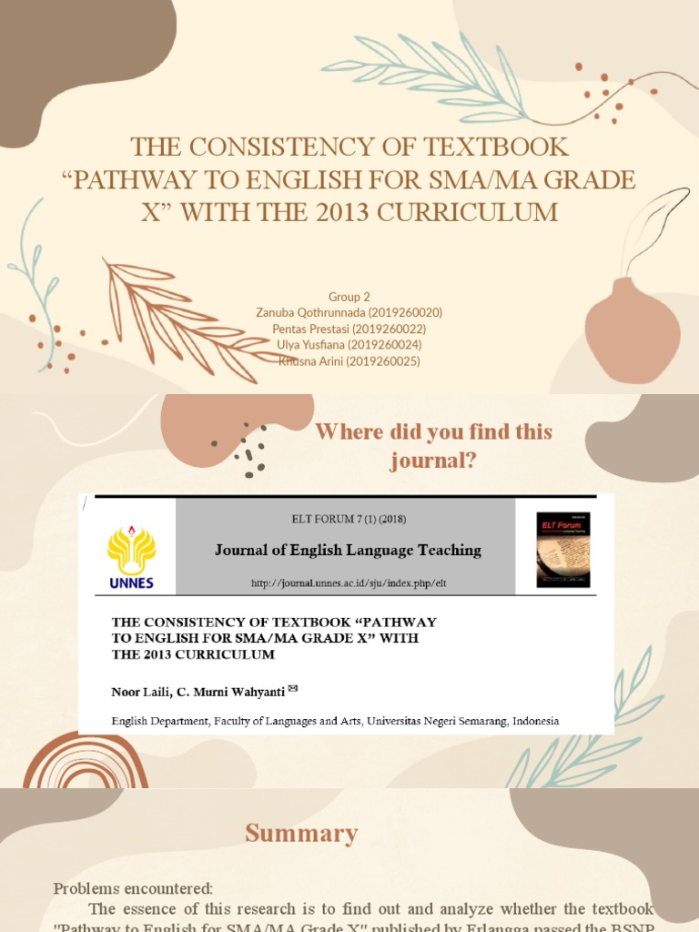 The Consistency of Textbook "Pathway To English For Sma/Ma Grade X ...